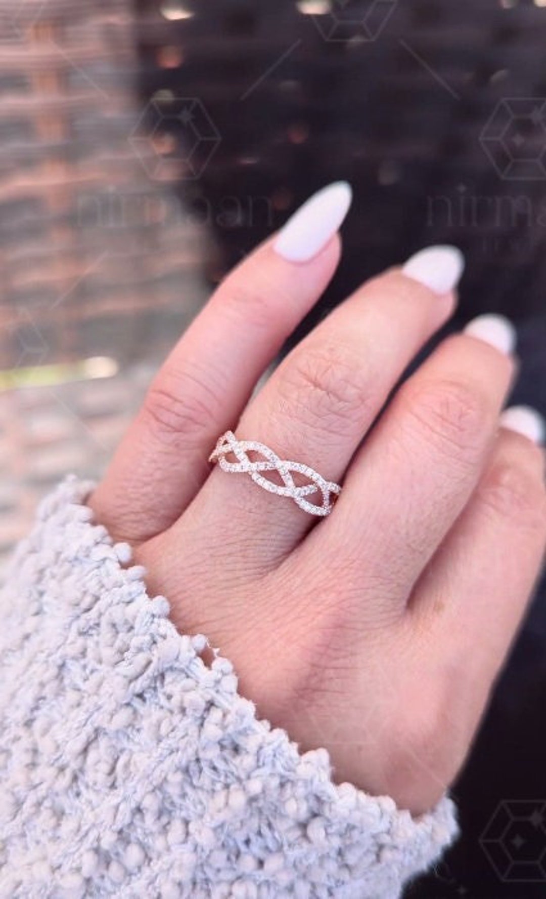 Twisted Wedding Band Womens Moissanite Eternity Band, Double Twist Ring ...