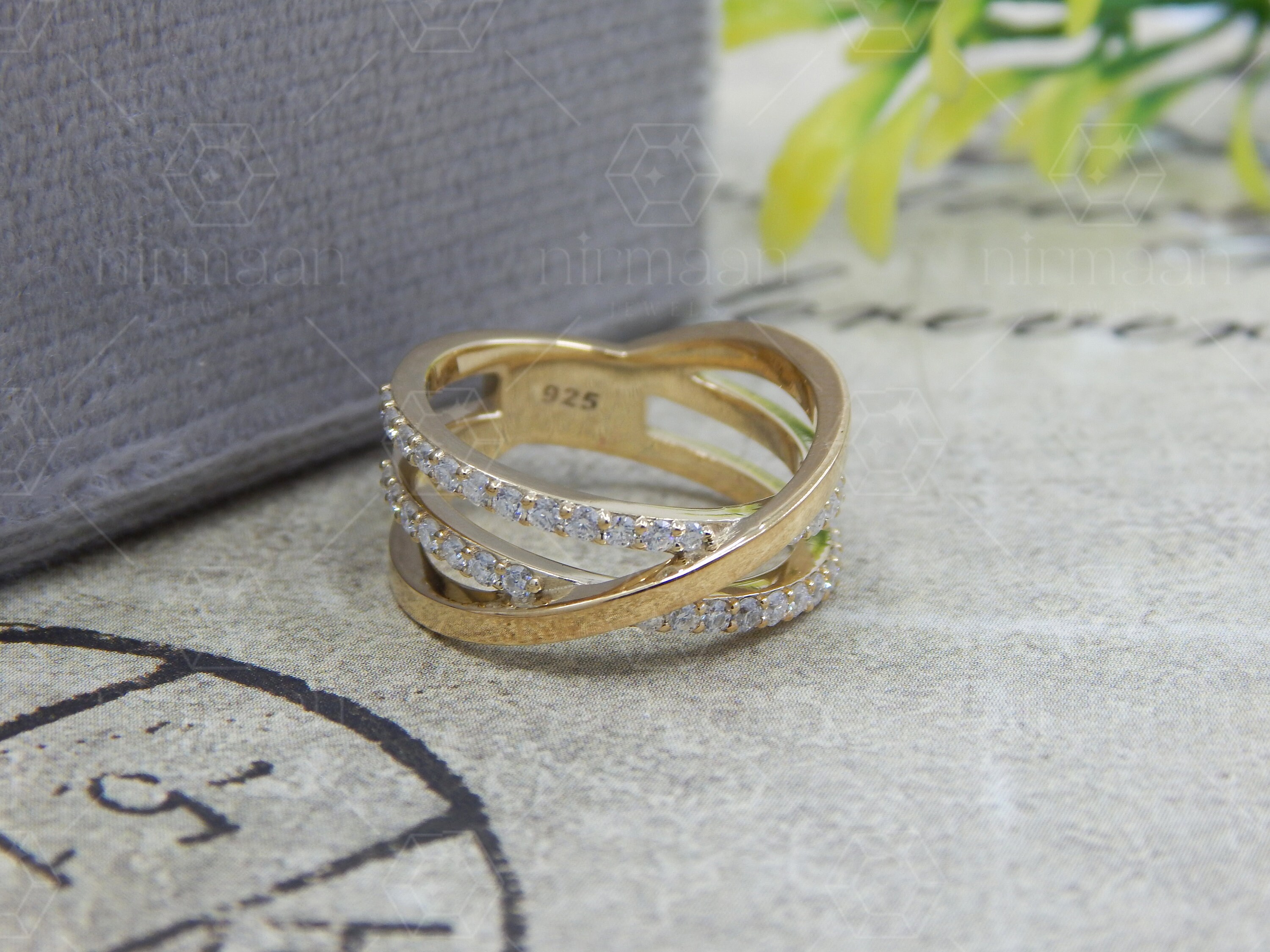 Criss Cross Ring, 925 Stelring Silver Cross Over Ring, Round Diamond ...