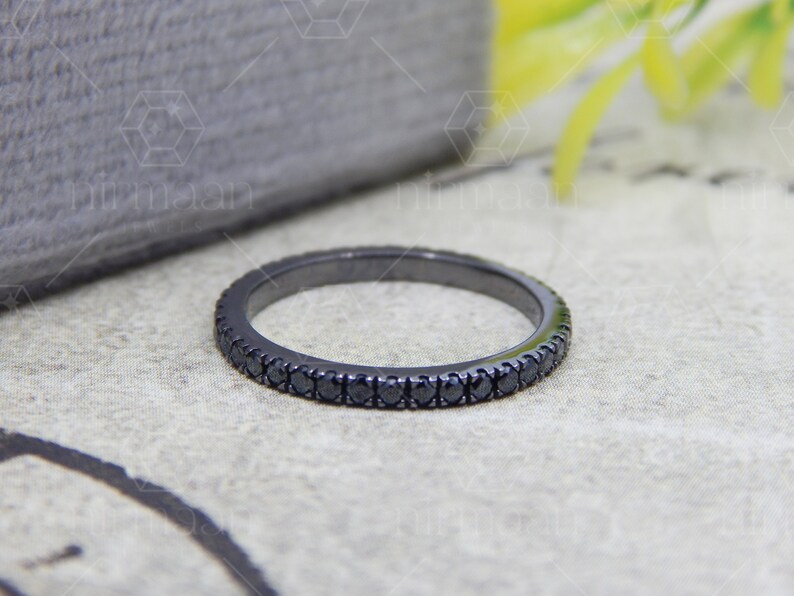 Black Diamond Ring, Black Diamond Wedding Band, Onyx Black Full ...