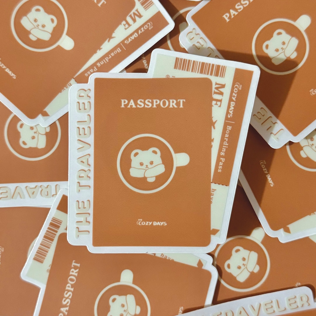 Cute ‘the Traveler’ Passport and Ticket Clear Matte Vinyl Sticker ...