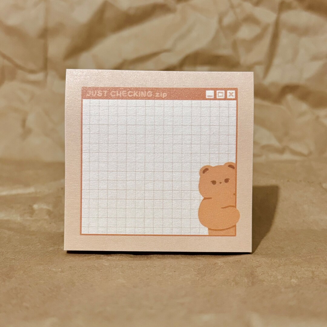 Cute just Checking Bear Gridded Sticky Note Sticky Note Decorative Memo ...