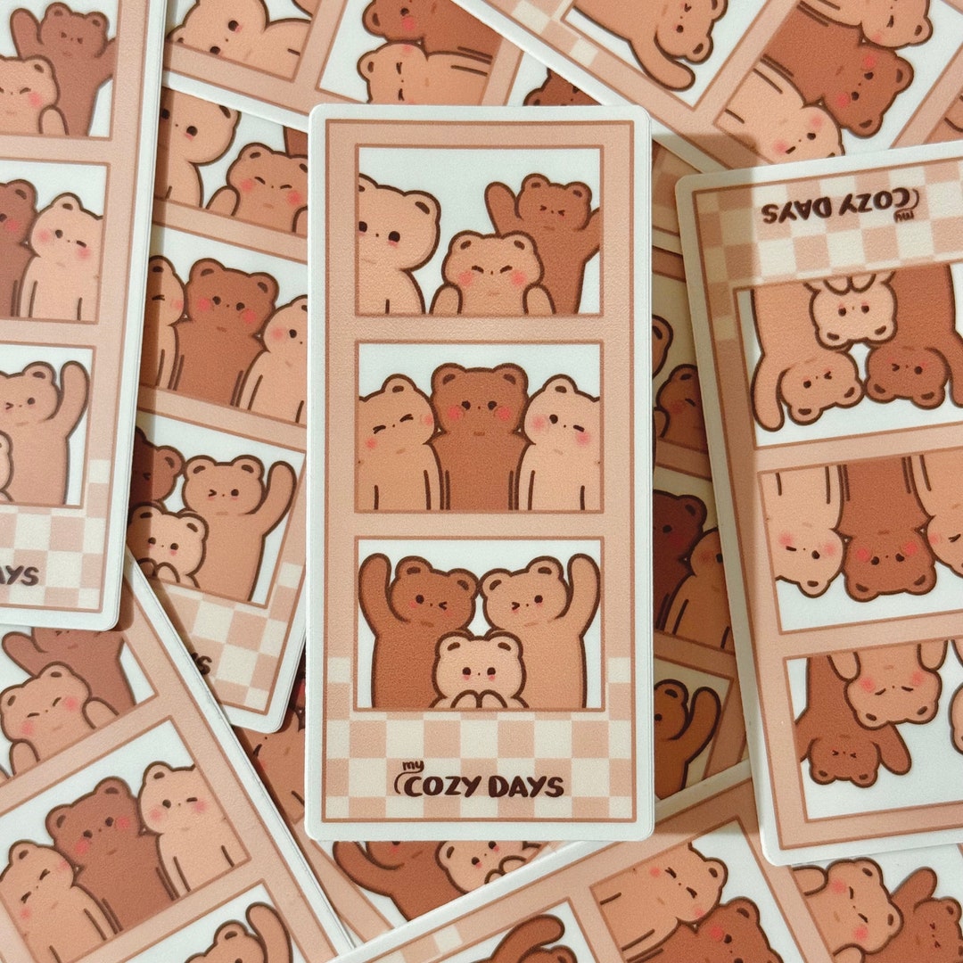 Cute Bear Friends Photo Booth Style Photo Strip Matte Vinyl Sticker ...