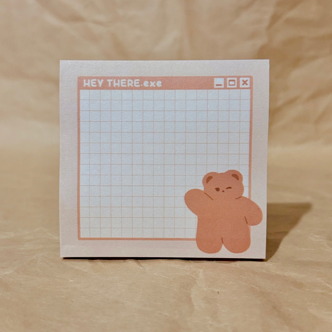 Cute ‘HEY THERE’ Bear Gridded Sticky Note - Sticky Note - Decorative ...
