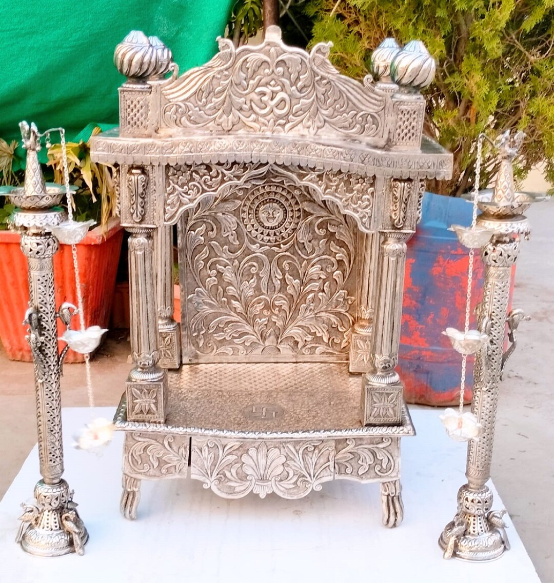 German Silver Temple/ Pooja Mandir / Puja Ghar /carved - Etsy