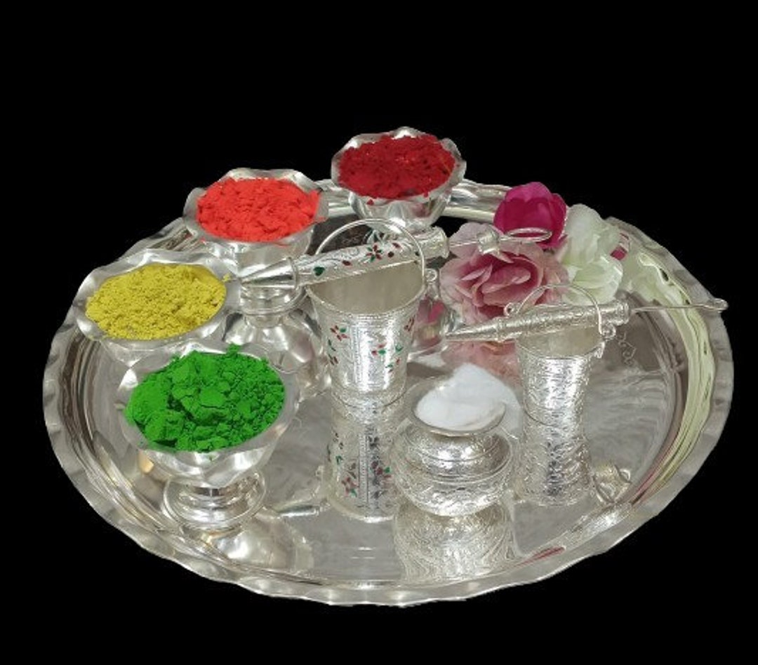 Germen Silver Holi Combo Colors With Pichkari for Gift Purpose Bowls ...