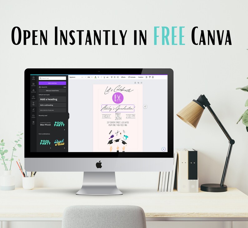 Editable Cosmetology Graduation Party Invite, Hairdresser Grad ...