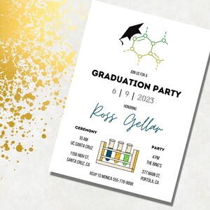 Science Graduation Party Invite, Editable Chemistry Grad Invitation ...