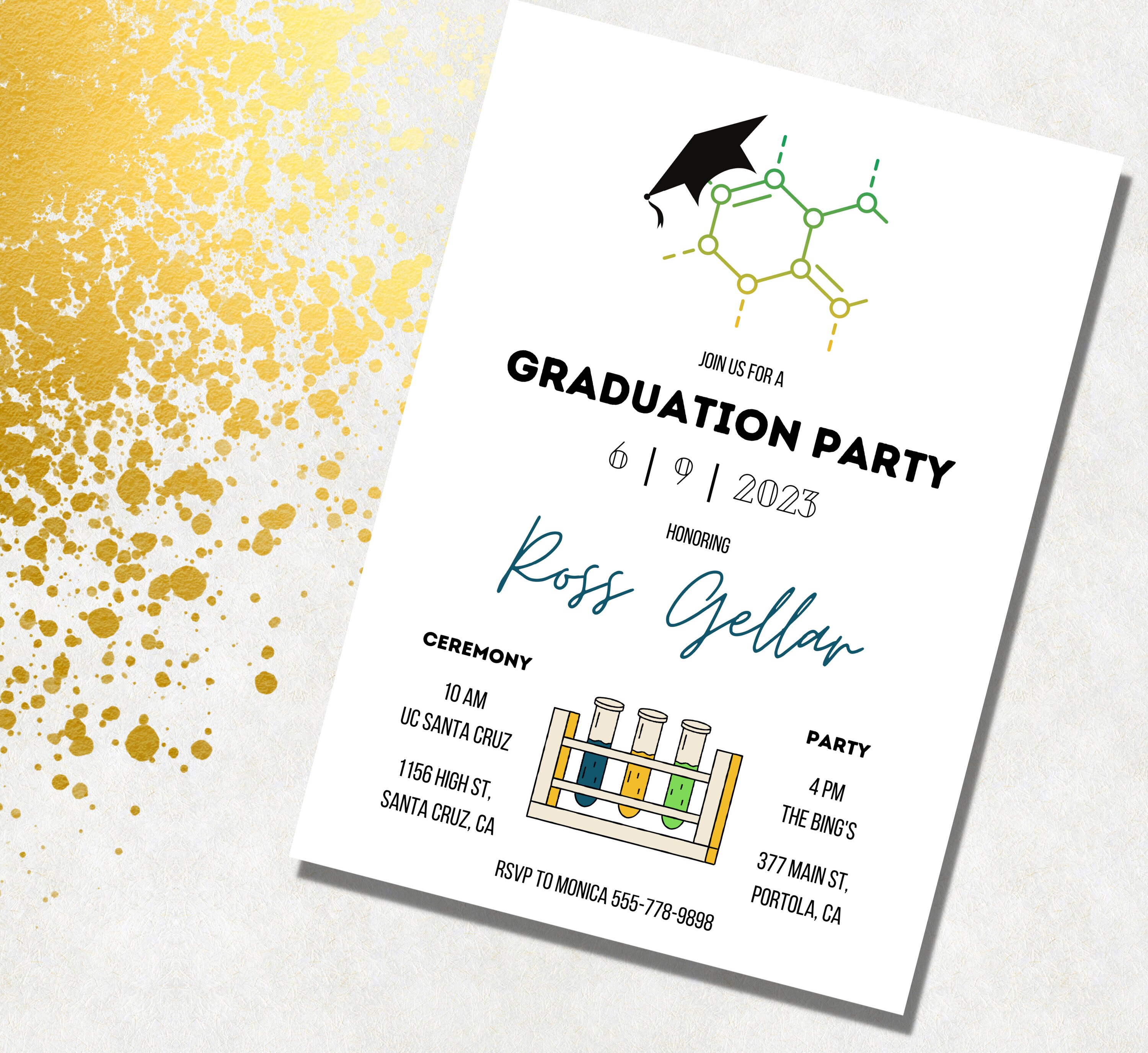 Science Graduation Party Invite, Editable Chemistry Grad Invitation ...