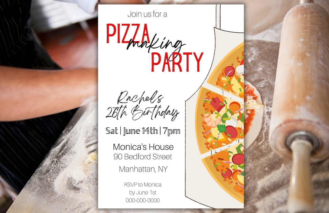 Pizza Making Party Invitation, Pizza Party Invite, Cooking Party Mobile ...