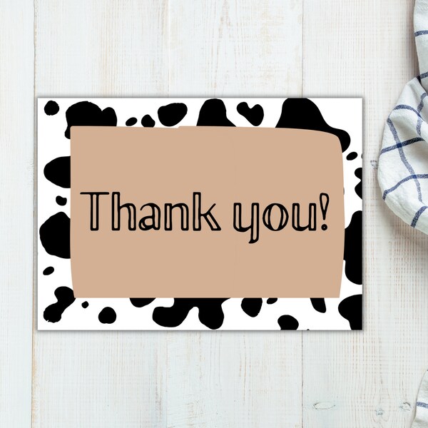 Cow Thank You Card - Etsy