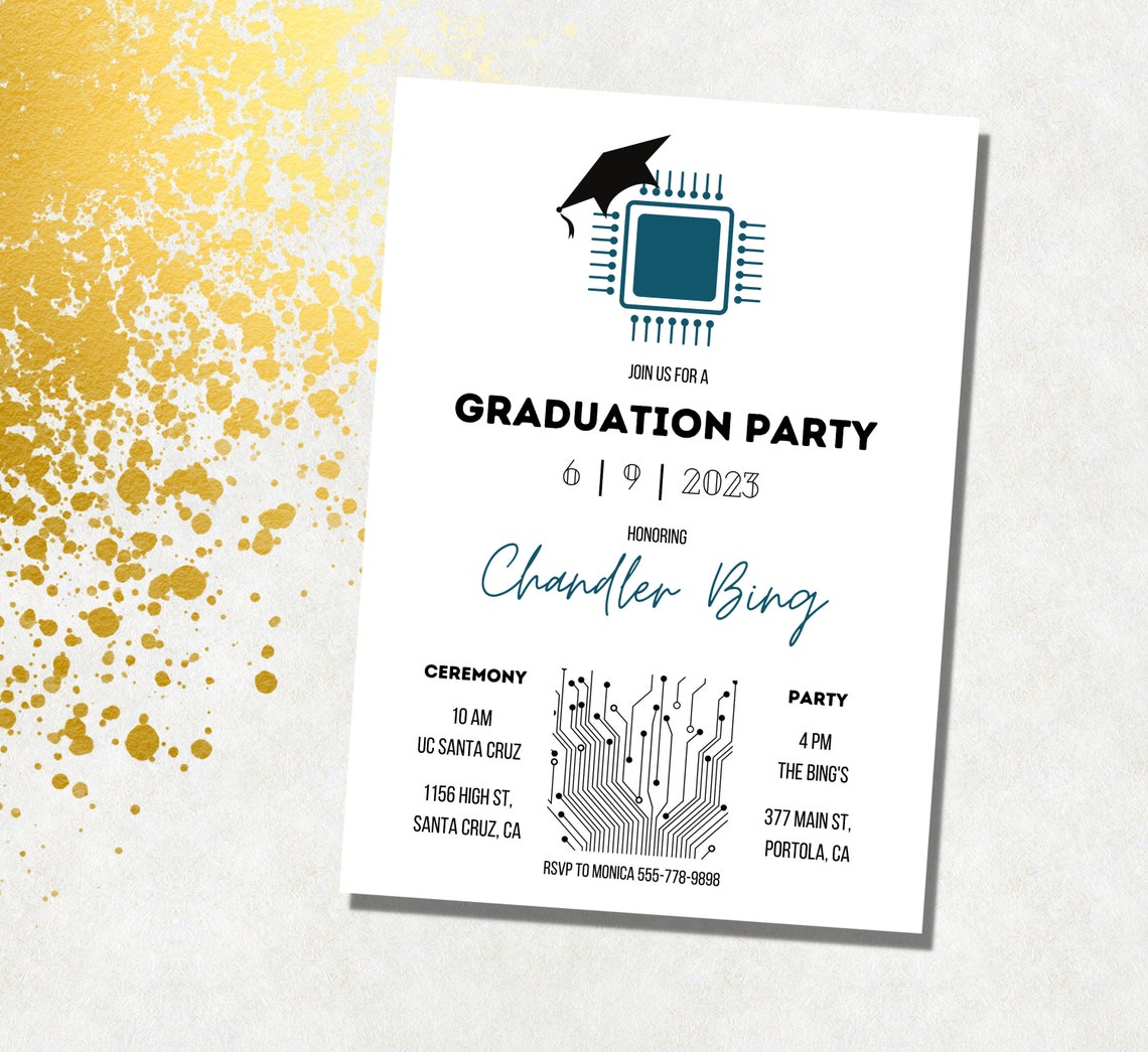 Editable Computer Engineer Graduation Party, Modern Electrical ...