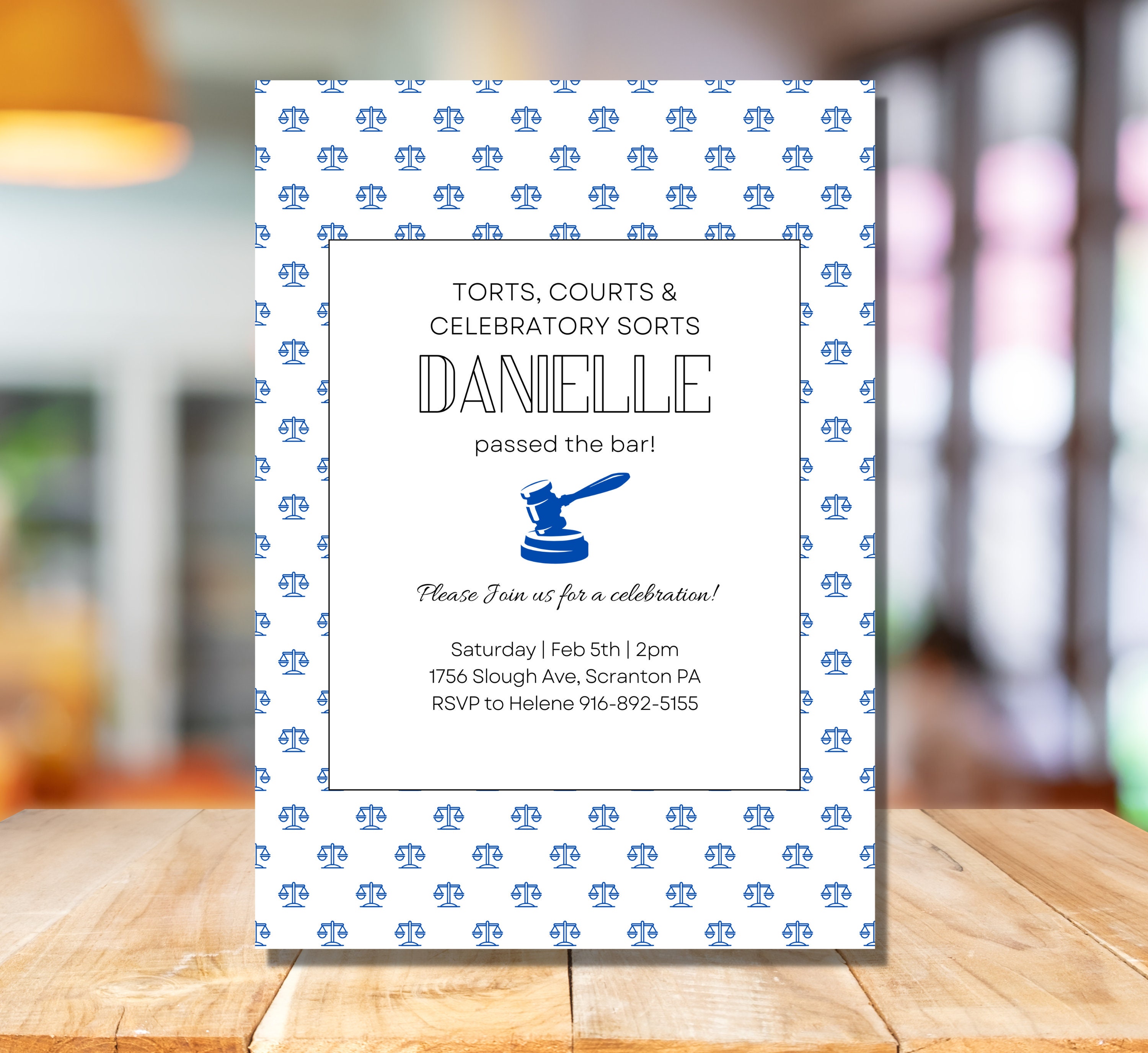 Law School Graduation Party Invite, Pass the Bar Party Invitation ...