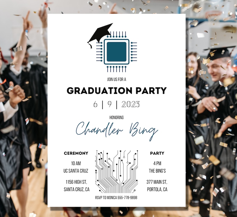 Editable Computer Engineer Graduation Party, Modern Electrical ...