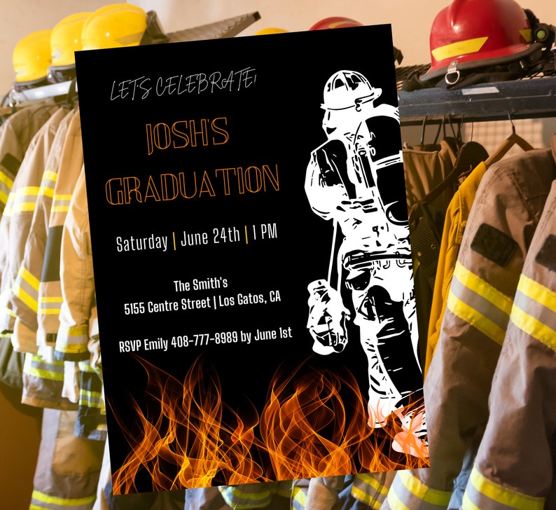 Editable Fire Academy Graduation Party, Firefighter Graduation ...