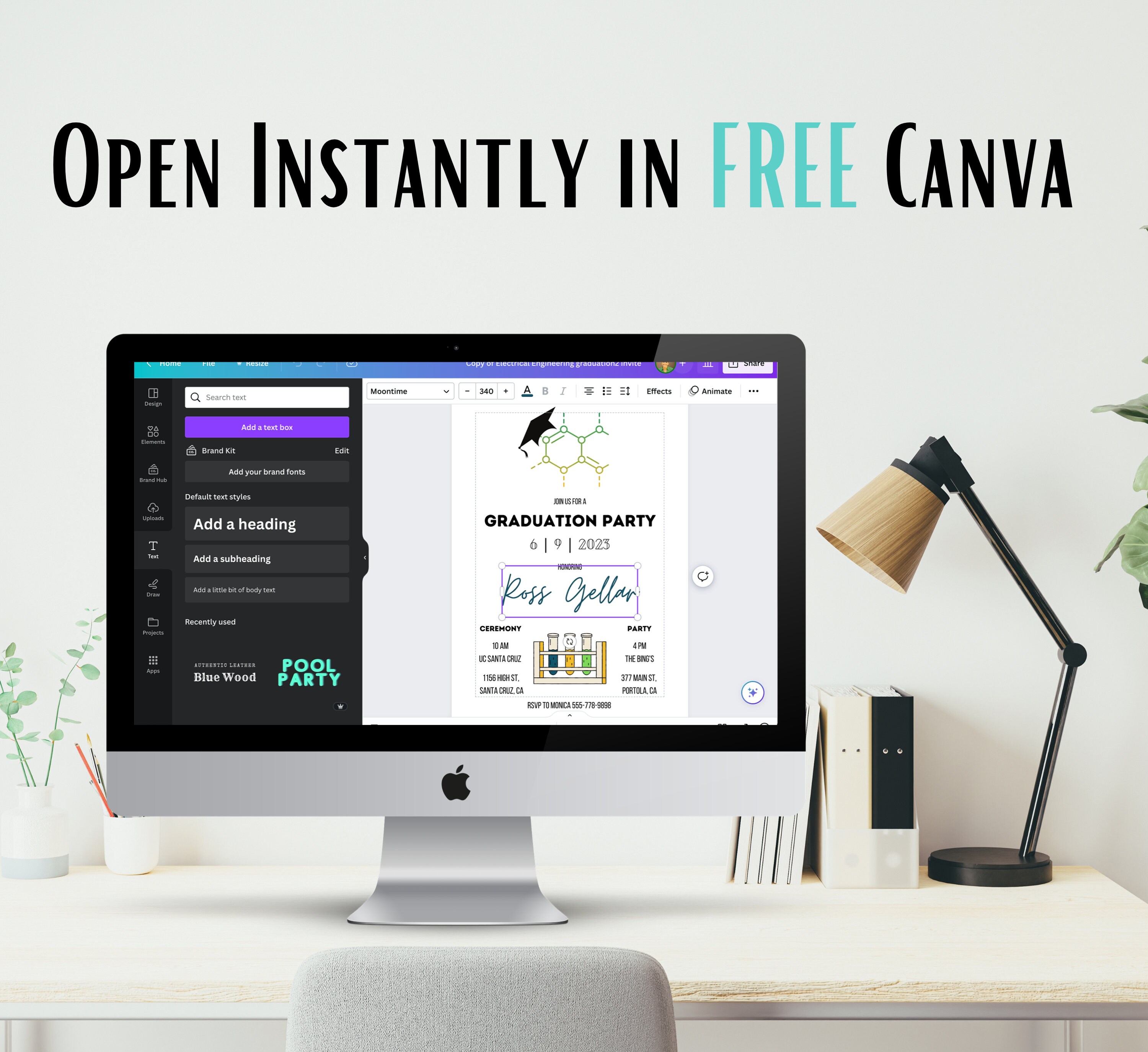 Science Graduation Party Invite, Editable Chemistry Grad Invitation ...