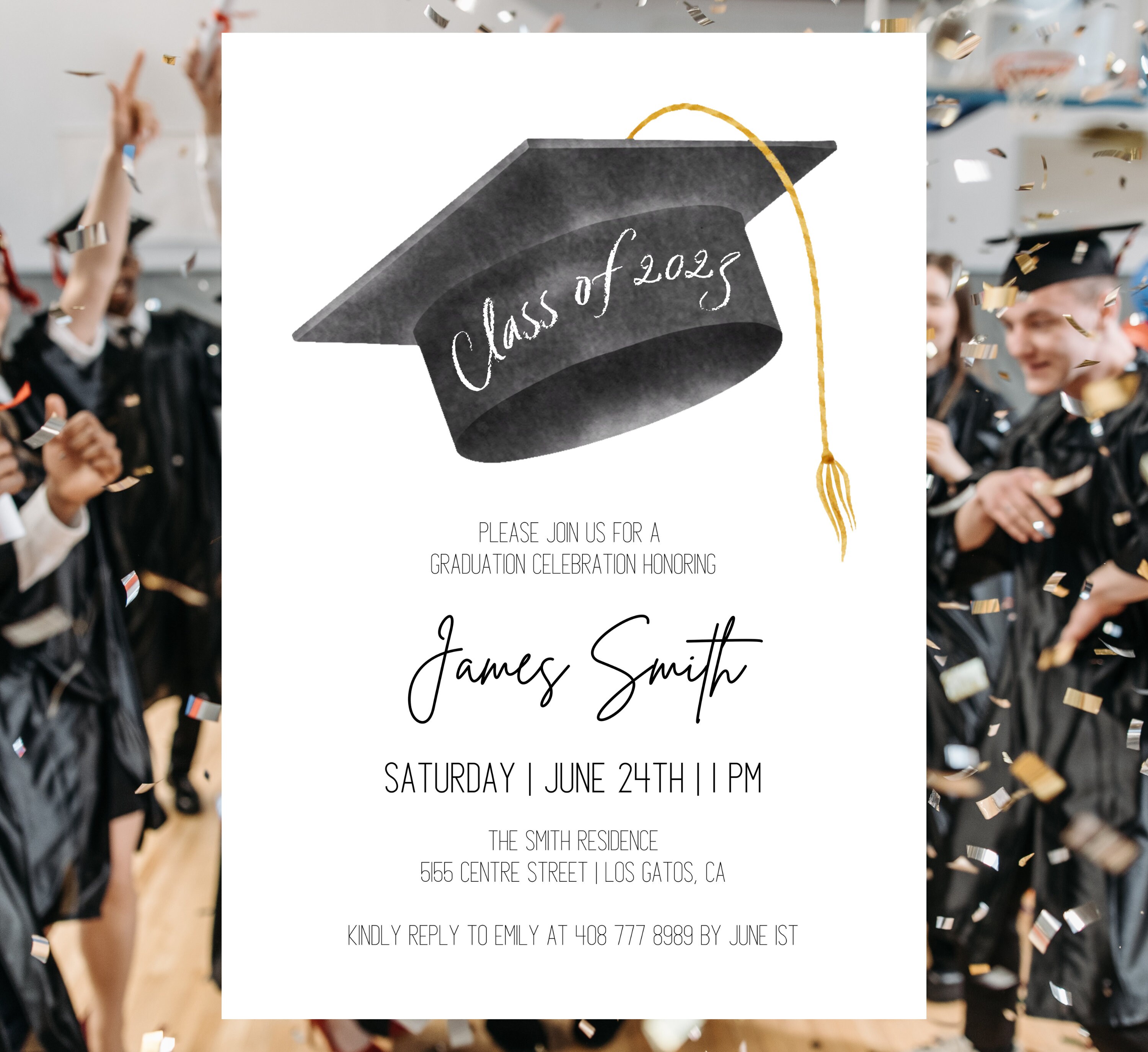 Graduation Party Invite Template, Modern Graduation Invitation, Grad ...