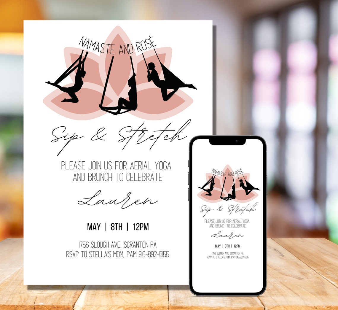Editable Aerial Yoga Party Invite, Yoga Silks Party Theme, Aerial Silk ...