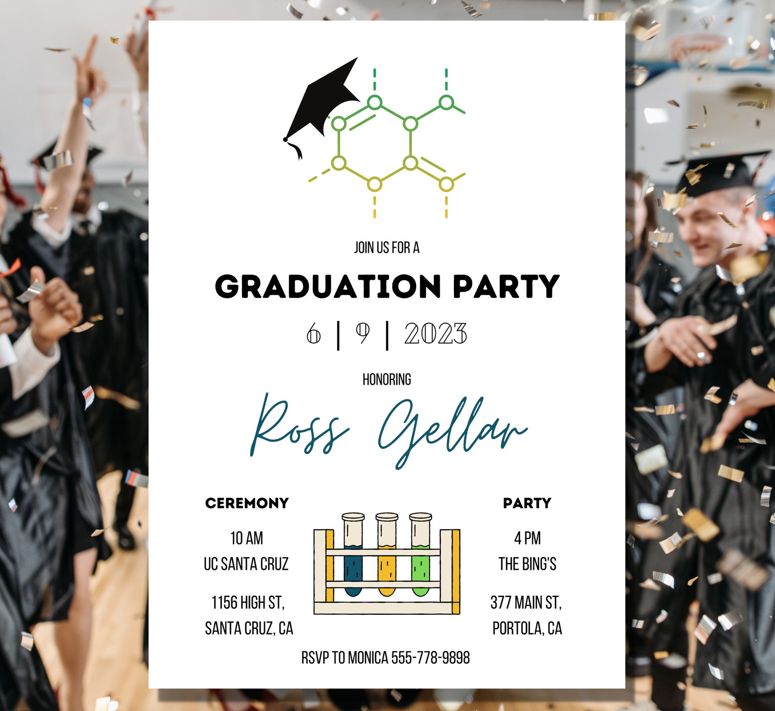 Science Graduation Party Invite, Editable Chemistry Grad Invitation ...