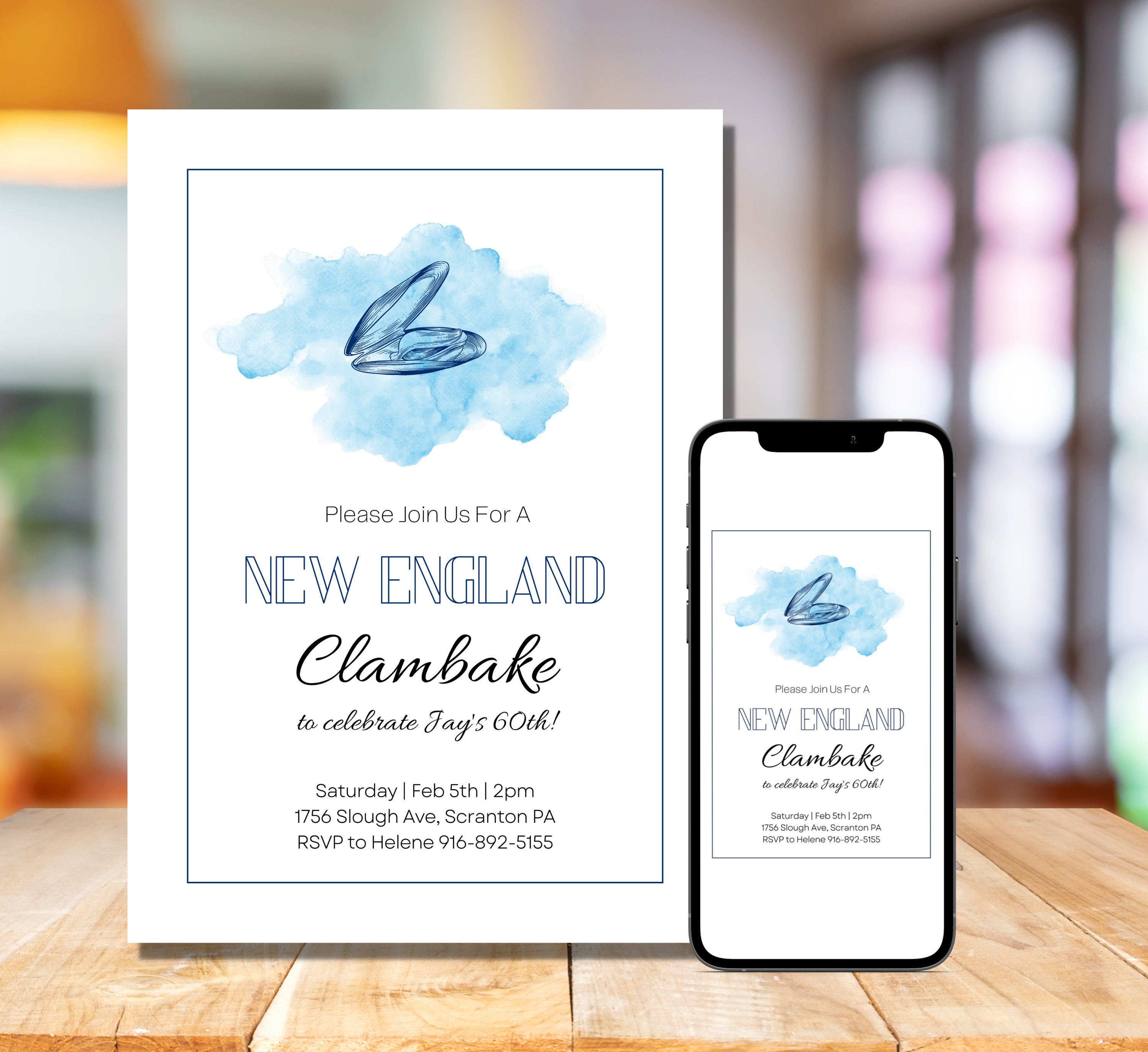 New England Clam Bake Party Invitations, Seafood Boil Birthday Party ...