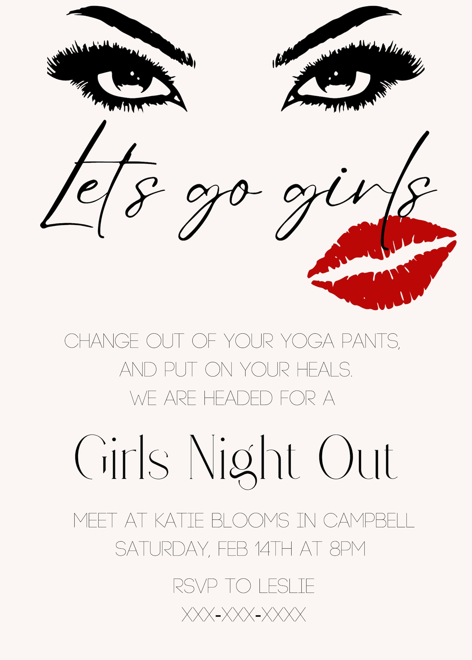 Girls Night Out Invitation, Galentine's Day Invite, Editable Template ...