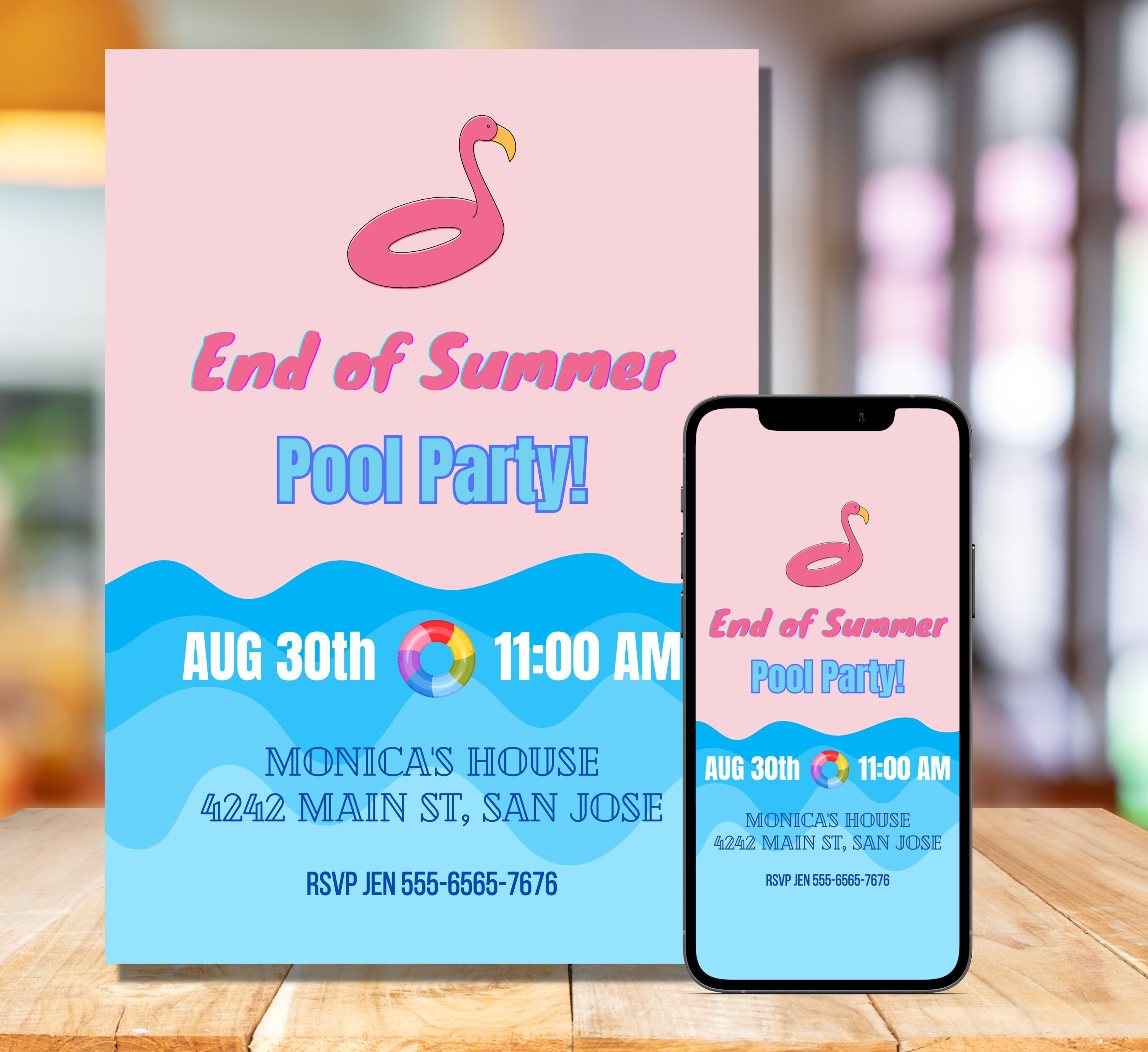 Editable End of Summer Pool Party Invite, Back to School Pool Beach ...
