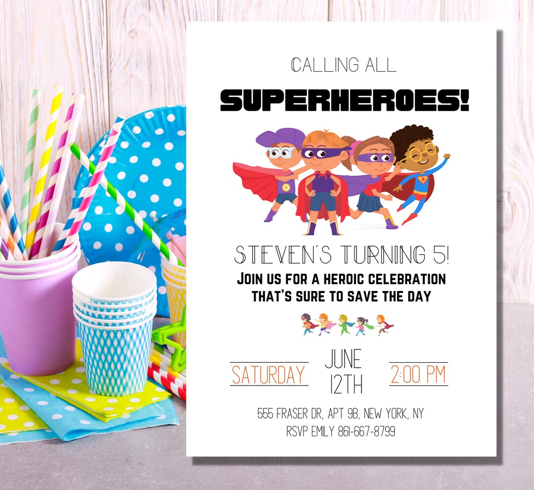Editable Superhero Birthday Invitation, Superhero Party Invite, Instant ...