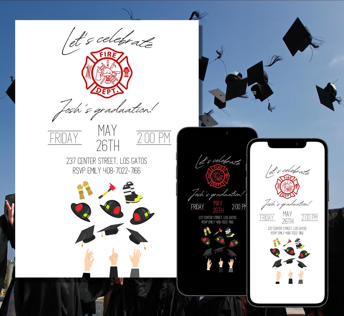 Fire Academy Graduation Party, Firefighter Graduation Invitation ...