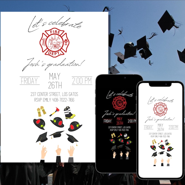 Firefighter Academy Graduation Invitation - Etsy Firefighter Academy Graduation Invitation - Etsy