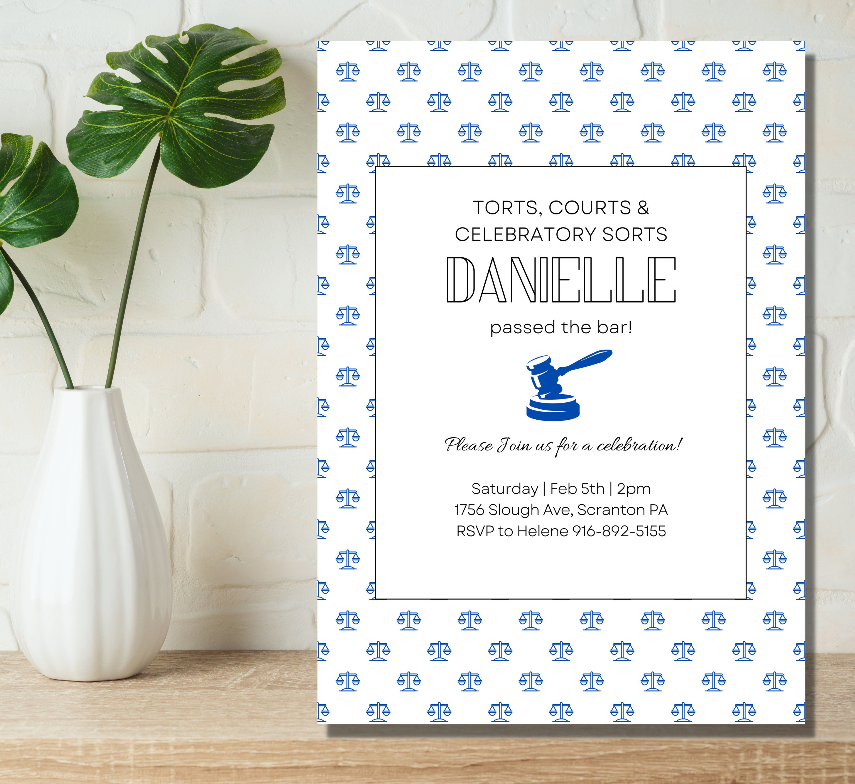 Law School Graduation Party Invite, Pass the Bar Party Invitation ...