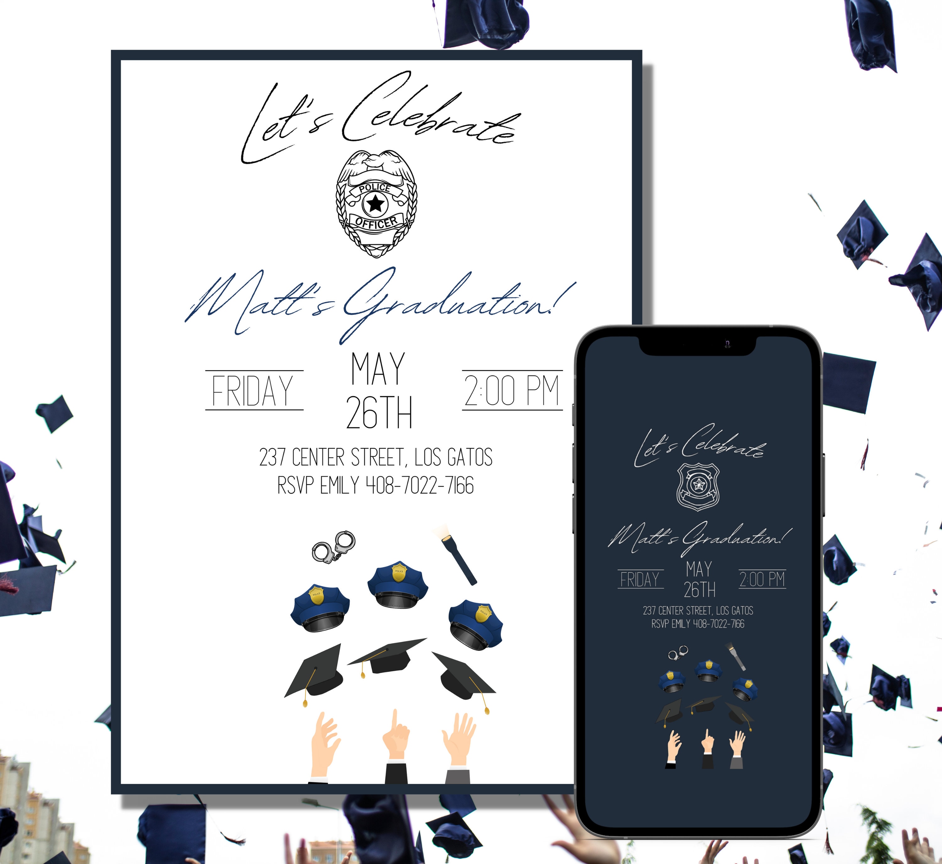 Police Academy Graduation Party, Cop Graduation Invitation, Officer ...