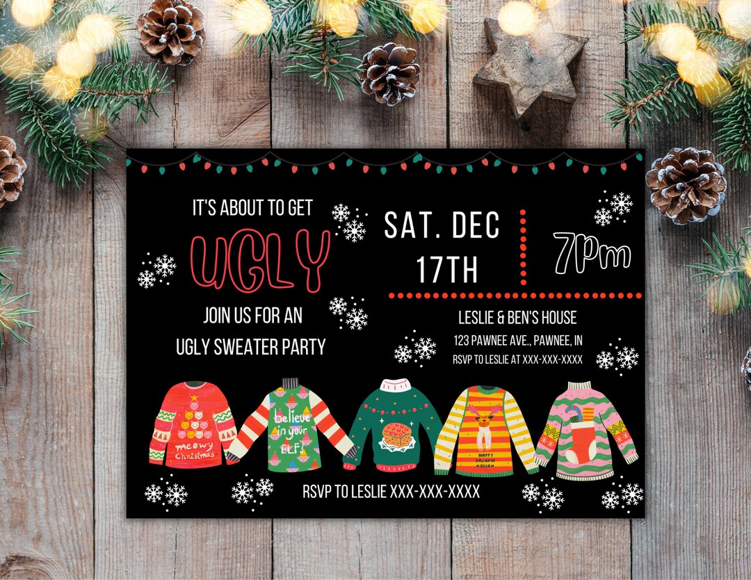 Ugly Christmas Sweater, Editable, Ugly Sweater Party, Holiday ...
