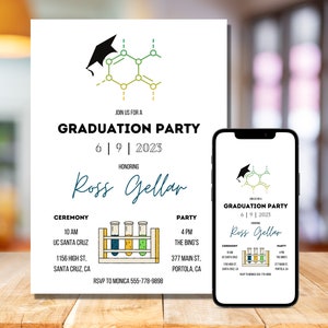 Science Graduation Party Invite, Editable Chemistry Grad Invitation ...
