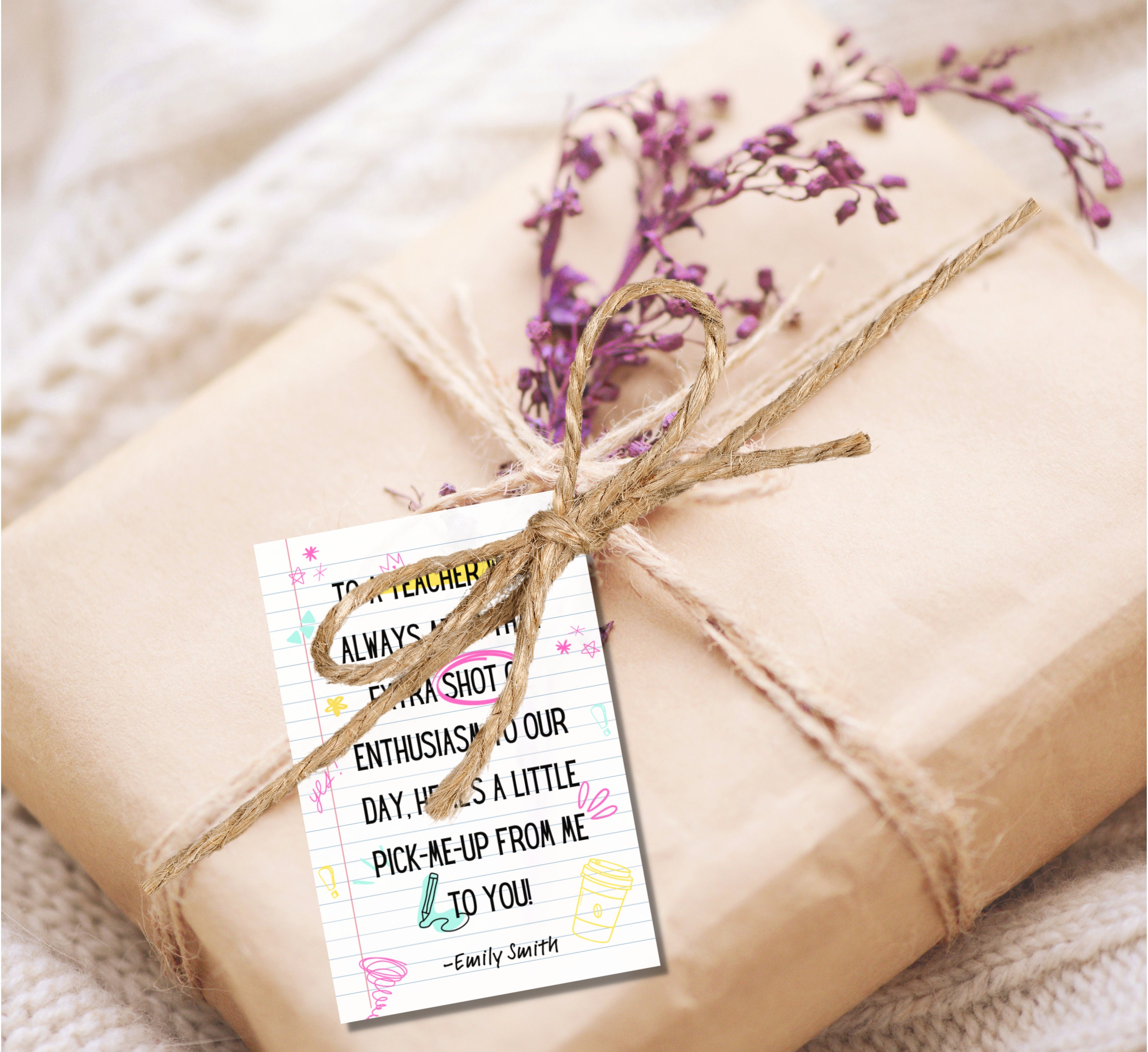 Summer Teacher Appreciation Gift Tag, Gift Card Tag, Starbucks Coffee ...