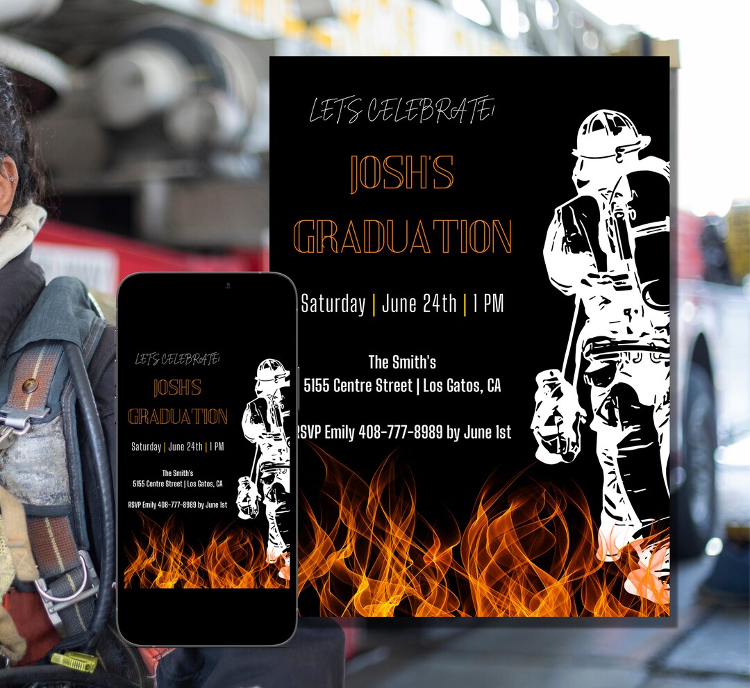 Editable Fire Academy Graduation Party, Firefighter Graduation ...