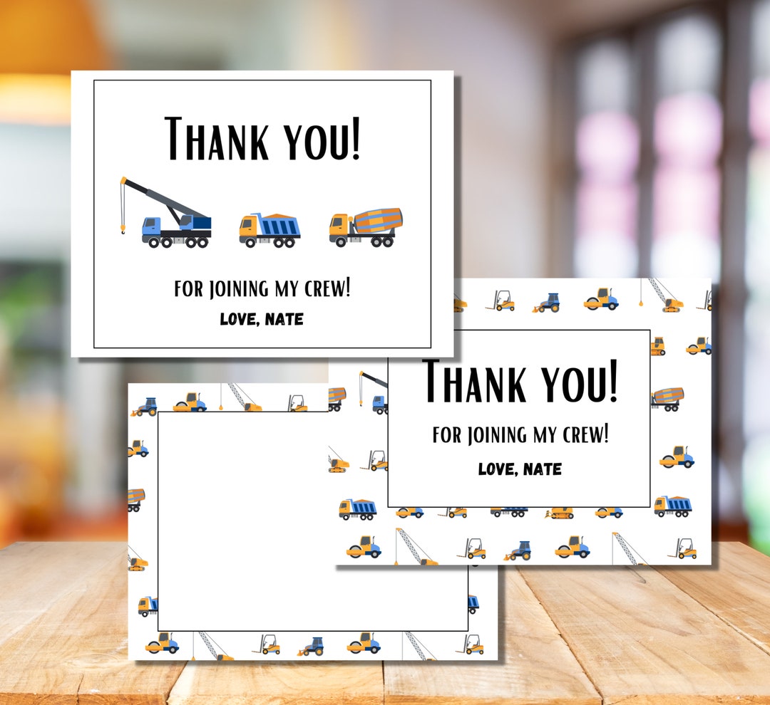 Construction Truck Thank You Cards, Dump Truck Thank You Cards, 3 ...