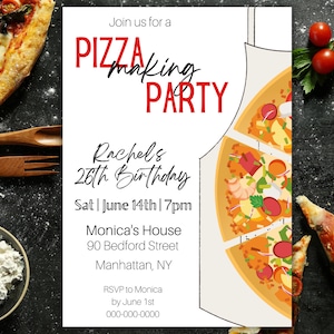 Pizza Making Party Invitation, Pizza Party Invite, Cooking Party Mobile ...