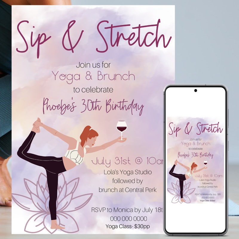 Purple Paint & Sip Invite - Etsy