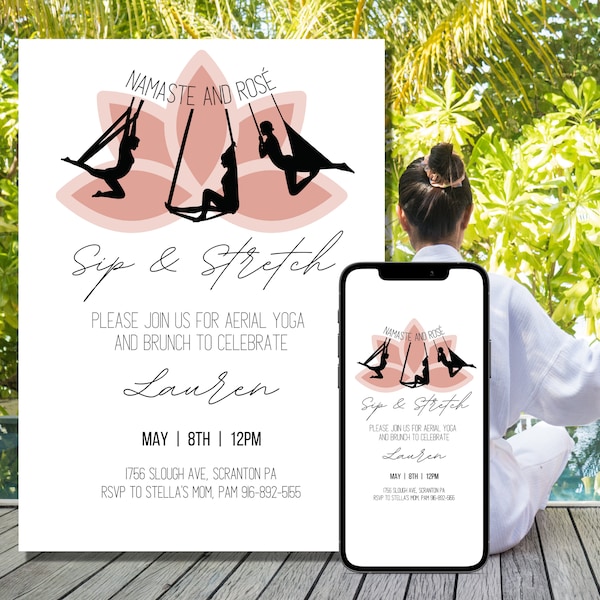 Aerial Yoga Birthday Party Invitations - Etsy