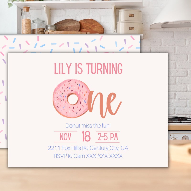 Donut First Birthday Invitation - Etsy