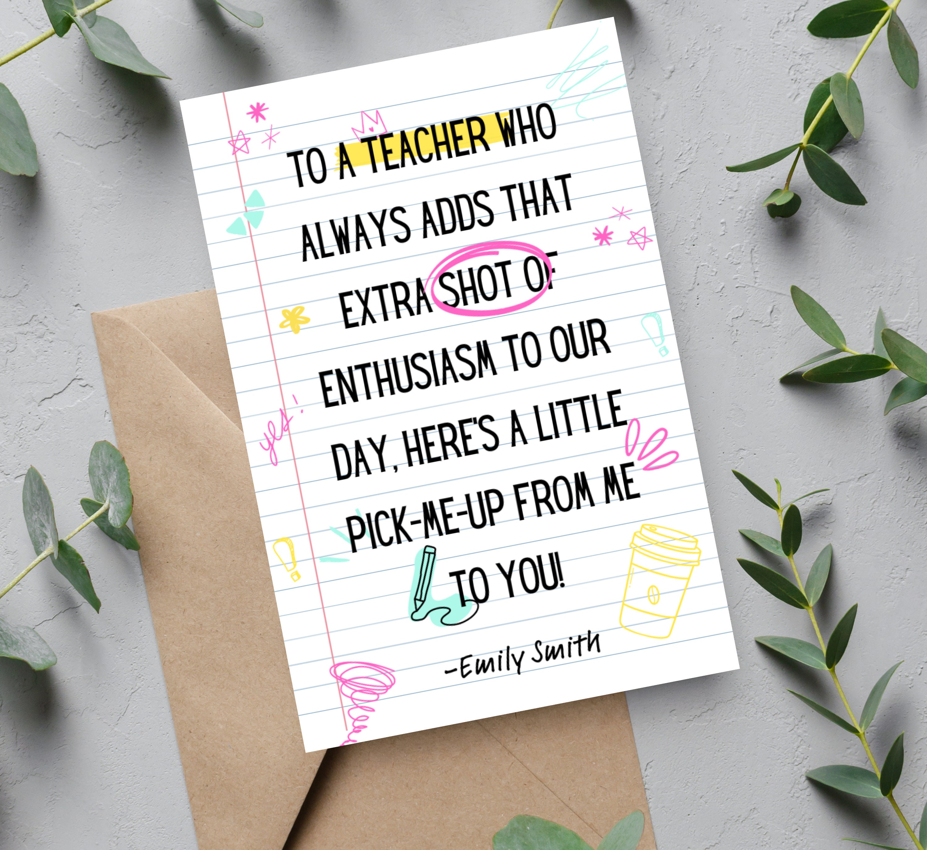 Summer Teacher Appreciation Gift Tag, Gift Card Tag, Starbucks Coffee ...