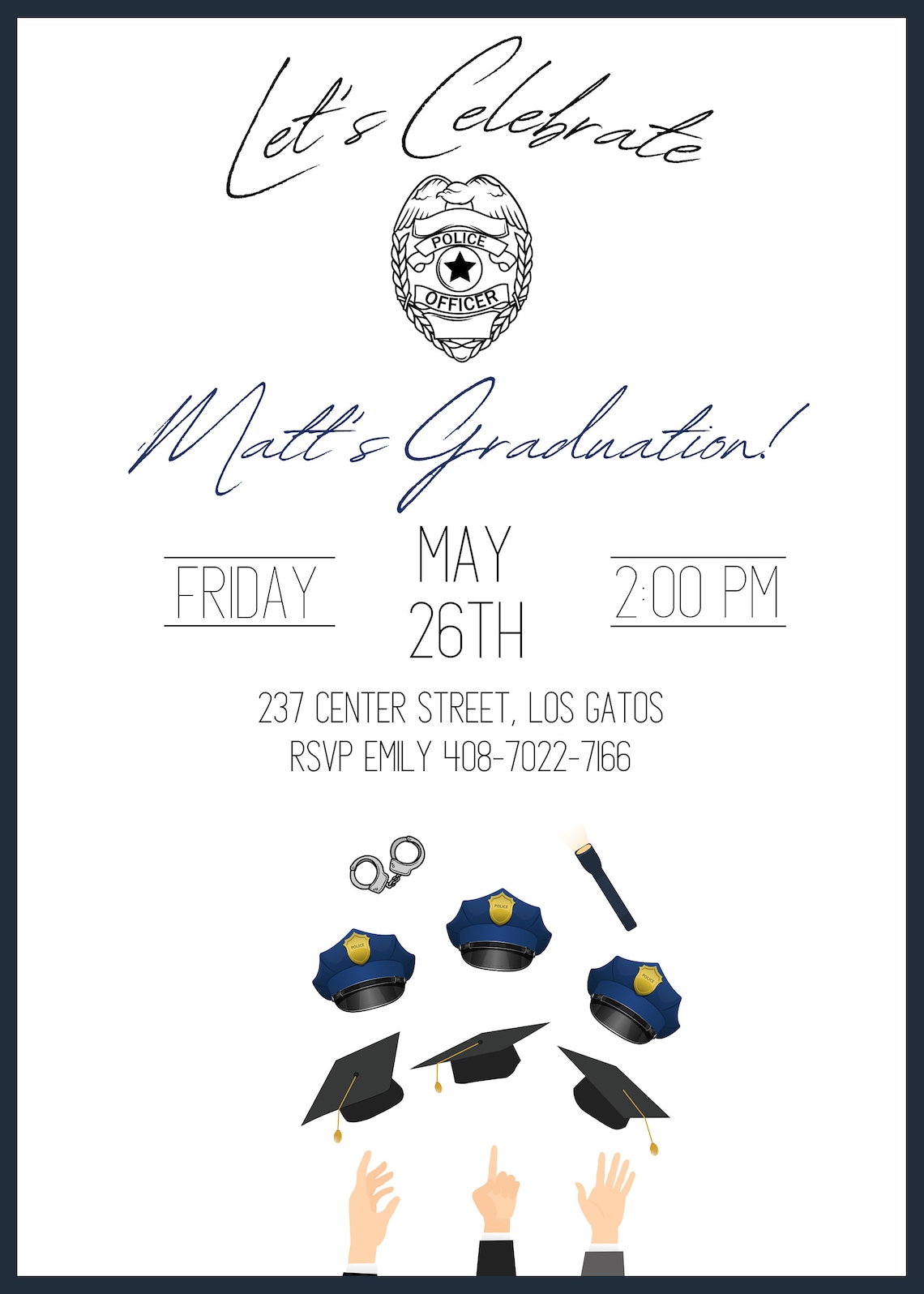 Police Academy Graduation Party, Cop Graduation Invitation, Officer ...