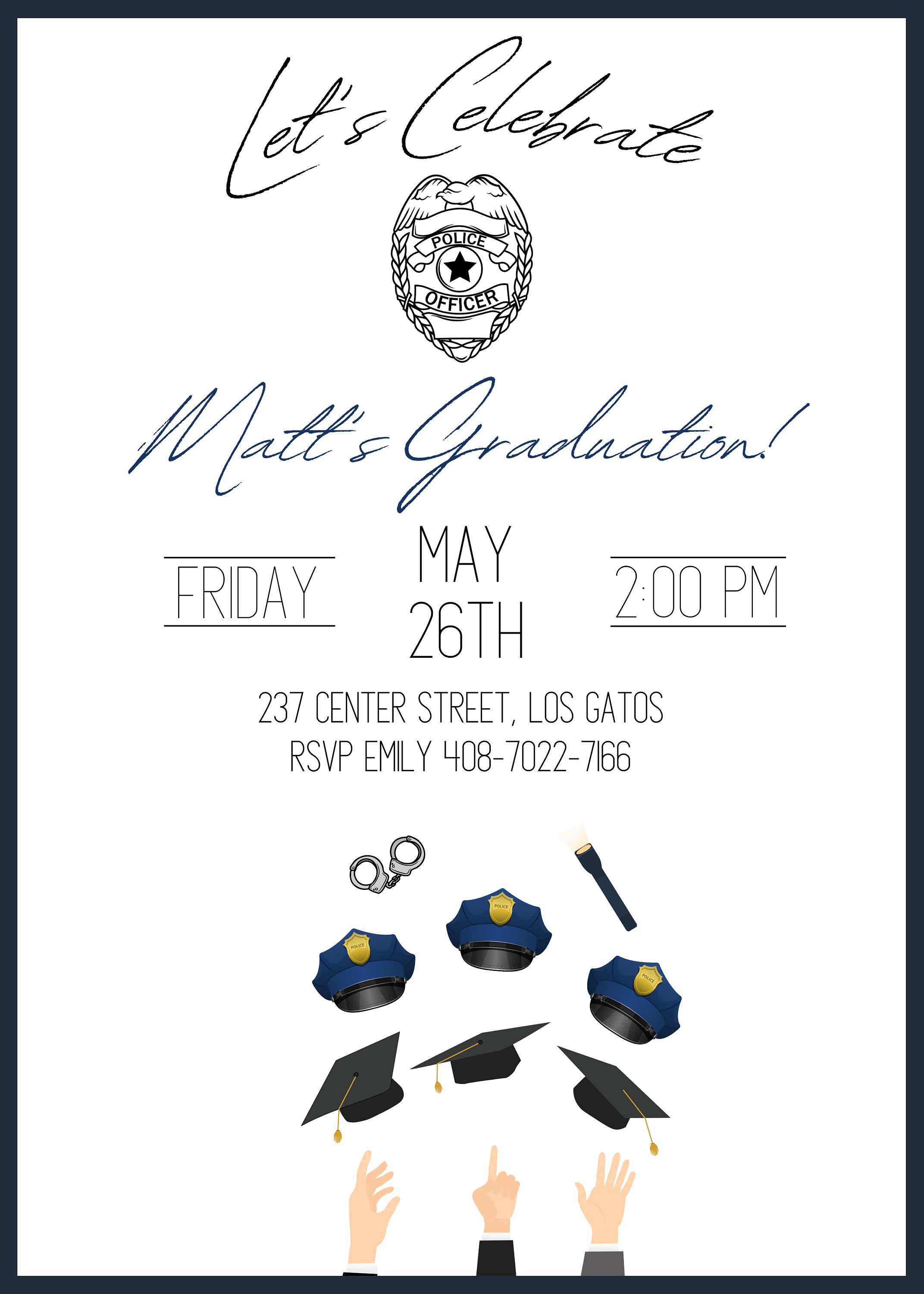 Police Academy Graduation Party, Cop Graduation Invitation, Officer ...