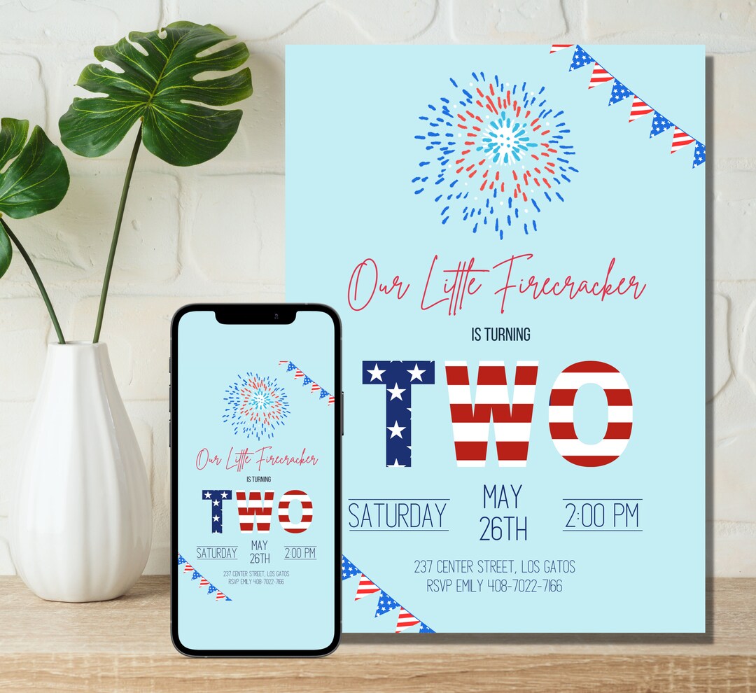 4th of July 2nd Birthday Invitation, Boy Girl Independence Day ...