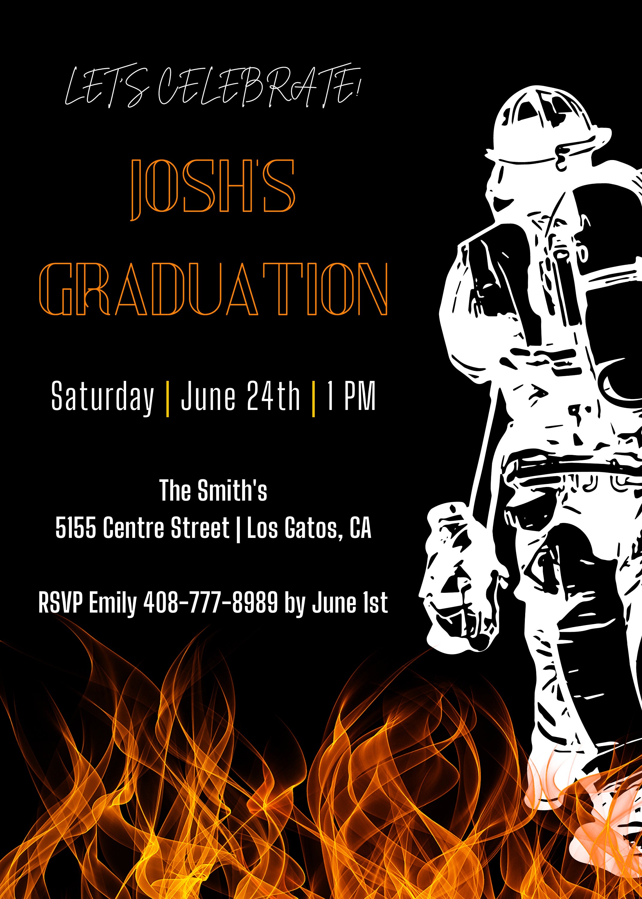 Editable Fire Academy Graduation Party, Firefighter Graduation ...