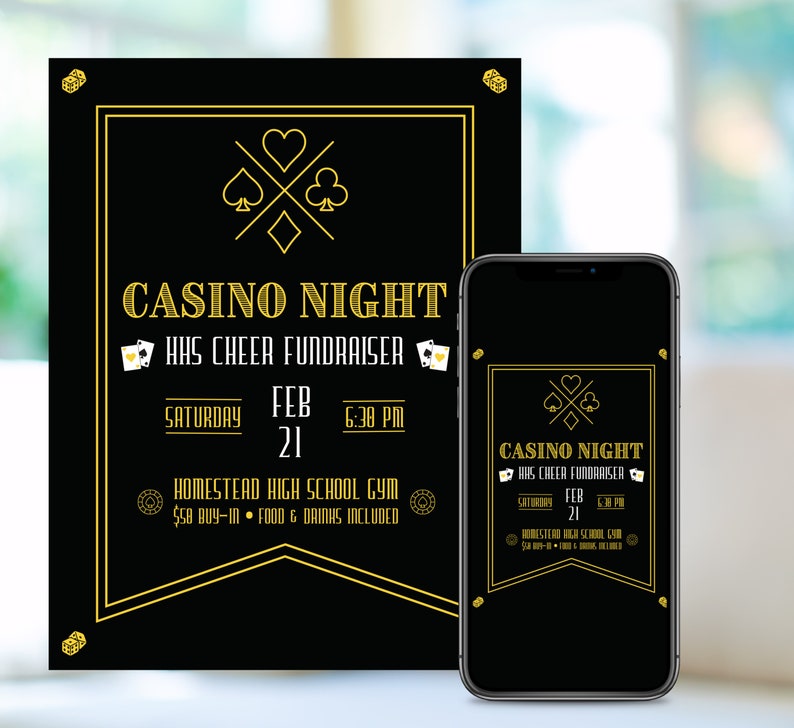 Editable Casino Night Flyer, Poker Night Fundraiser Flyer, Vegas Night ...