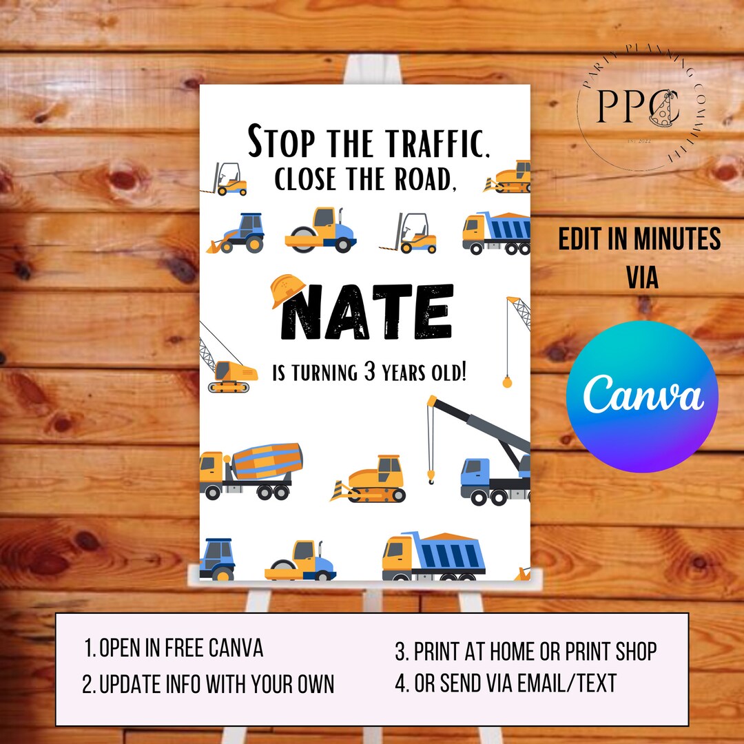 Construction Party Sign, Welcome Sign, Dump Truck Party Sign ...