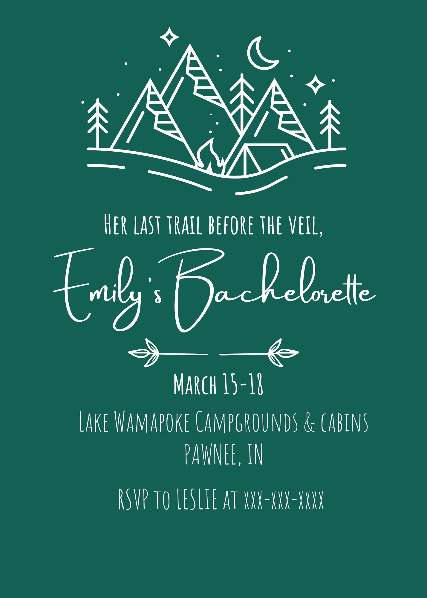 Summer Bachelorette Party Camping Invite | Camp Bachelorette | Editable ...