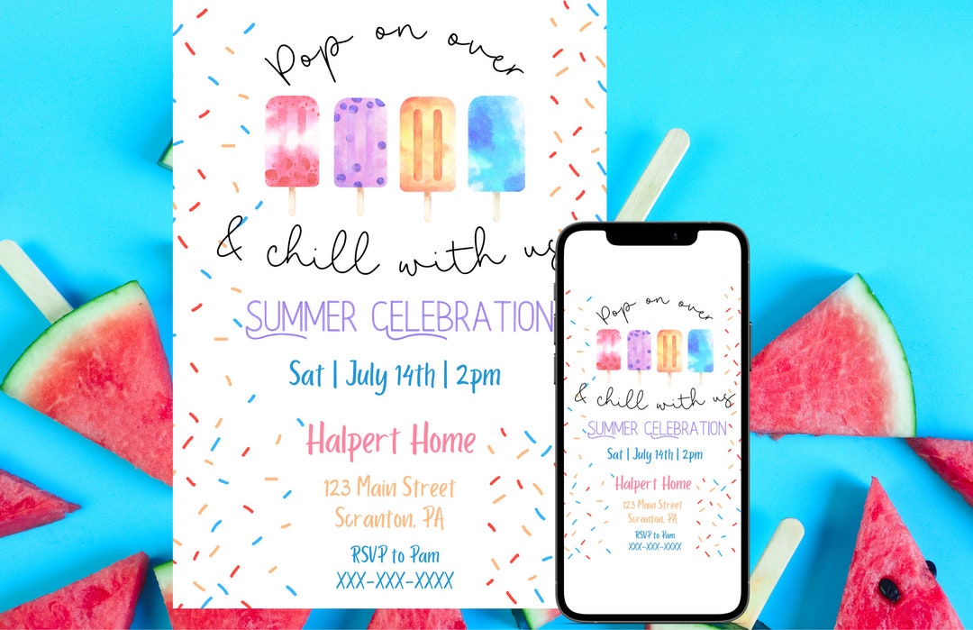 Popsicle Themed Party Invite Popsicle Summer Birthday Invitation Ice ...