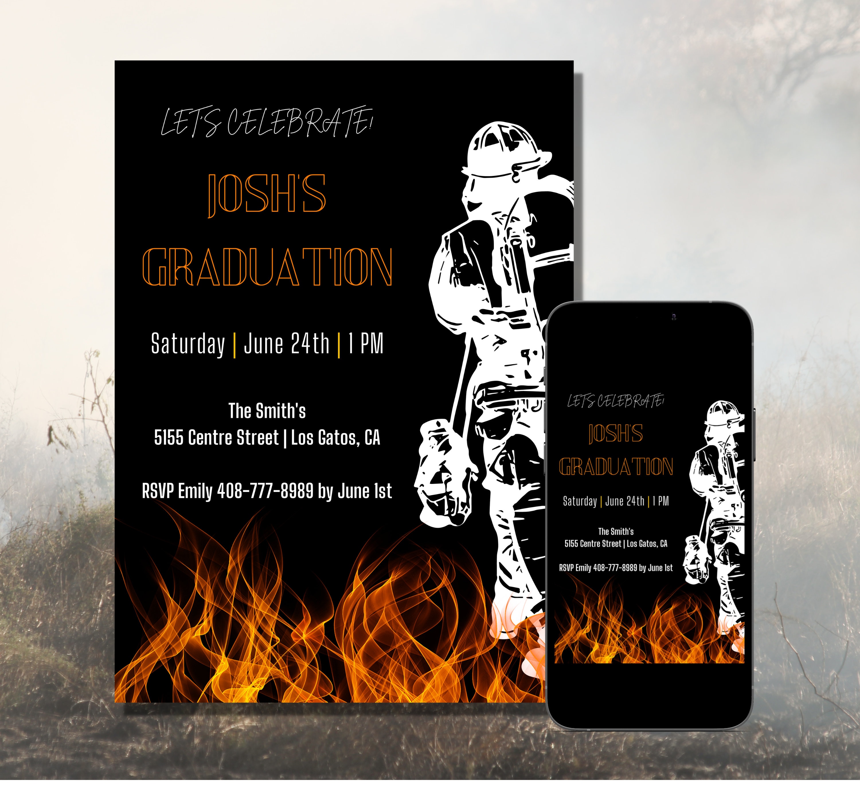 Editable Fire Academy Graduation Party, Firefighter Graduation ...