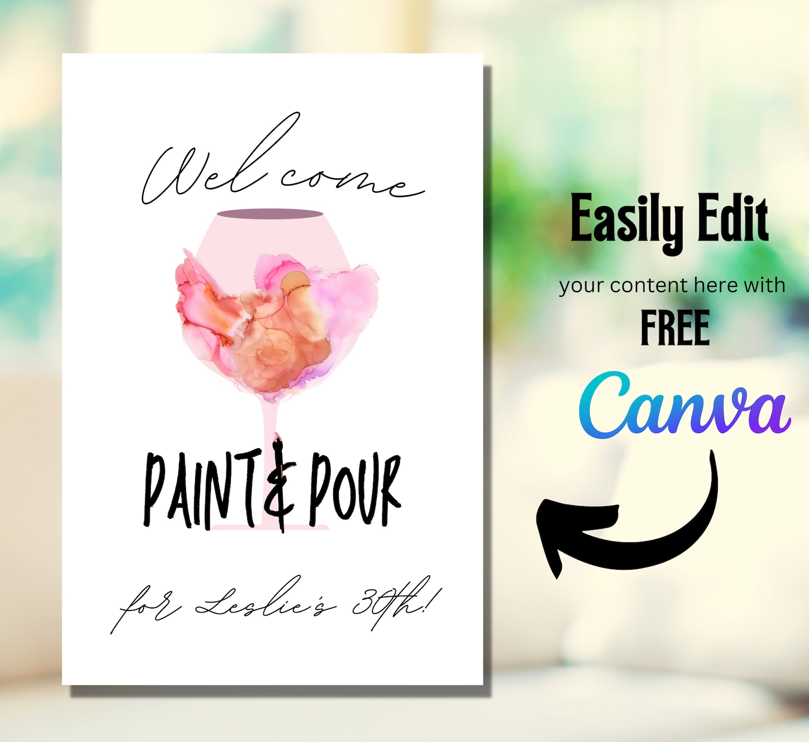 Paint and Sip Welcome Sign, Paint and Pour Party Welcome Entrance Sign ...